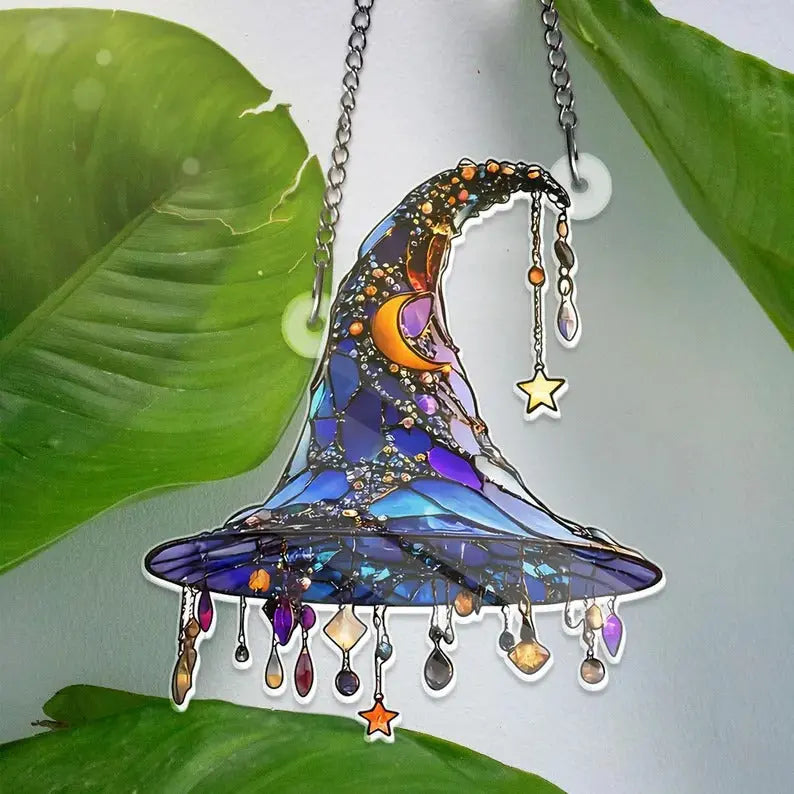 2D witch hat hanging ornament – Playful magic with cosmic charm - – Homezys